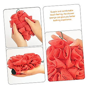 Lurrose 4pcs Exfoliating Cartoon Shower Bathing Watermelon Pouf Loofahs Ball Loofah Colorful Bath Funny Mesh Sponge for Fruit Adults Scrubber Balls Cute Wash Body Creative Red