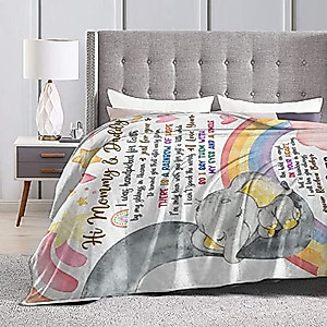 Personalized Hi Mommy & Daddy Elephant & Rainbow Blanket Gift for First Time Mommy First Time Dad