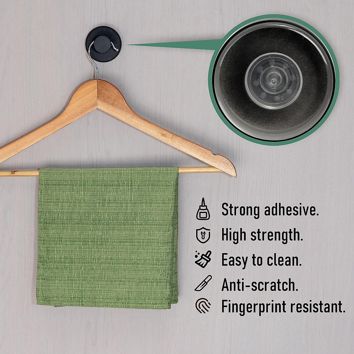 B BENEHORTI Suction Cup Hooks for Shower, Multifunctional Towel Hooks, Matte Black Plished Easy to Install Super Suction for Kitchen Bathroom Restroom, 2 Pack