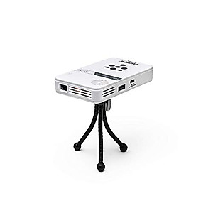 AAXA LED Pico Micro Video Projector - mini-HDMI input, built-in Media Player & Speakers, 3.5mm Aux Out, Micro SD/USB readers and 80 Min Lithium-Ion Battery (Renewed)
