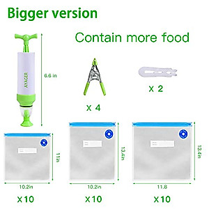 Sous Vide Bags 30 Reusable Vacuum Food Storage Bags for Sous Vide, 3 Sizes Large Sous Vide Bags with Pump, 4 Sous Vide Bag Clips for Food Storage and Chefsteps, Anova, Joule, Wancle Sous Vide Cooking