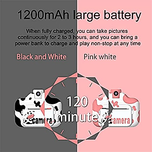 Pocket Printer, Fmystery Gifts for Kids, Portable Printer 2.4-Inch High-Definition Screen, 1200 MAh Battery, Children's Digital Video Camera, Support Photo, Video and Printing (Black)