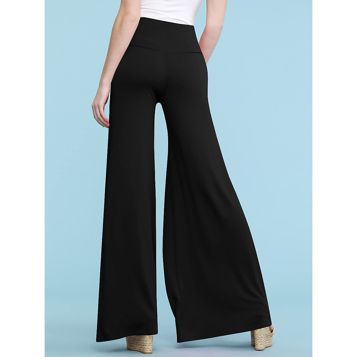 MBJ WB750 Womens Chic Palazzo Lounge Pants M Black