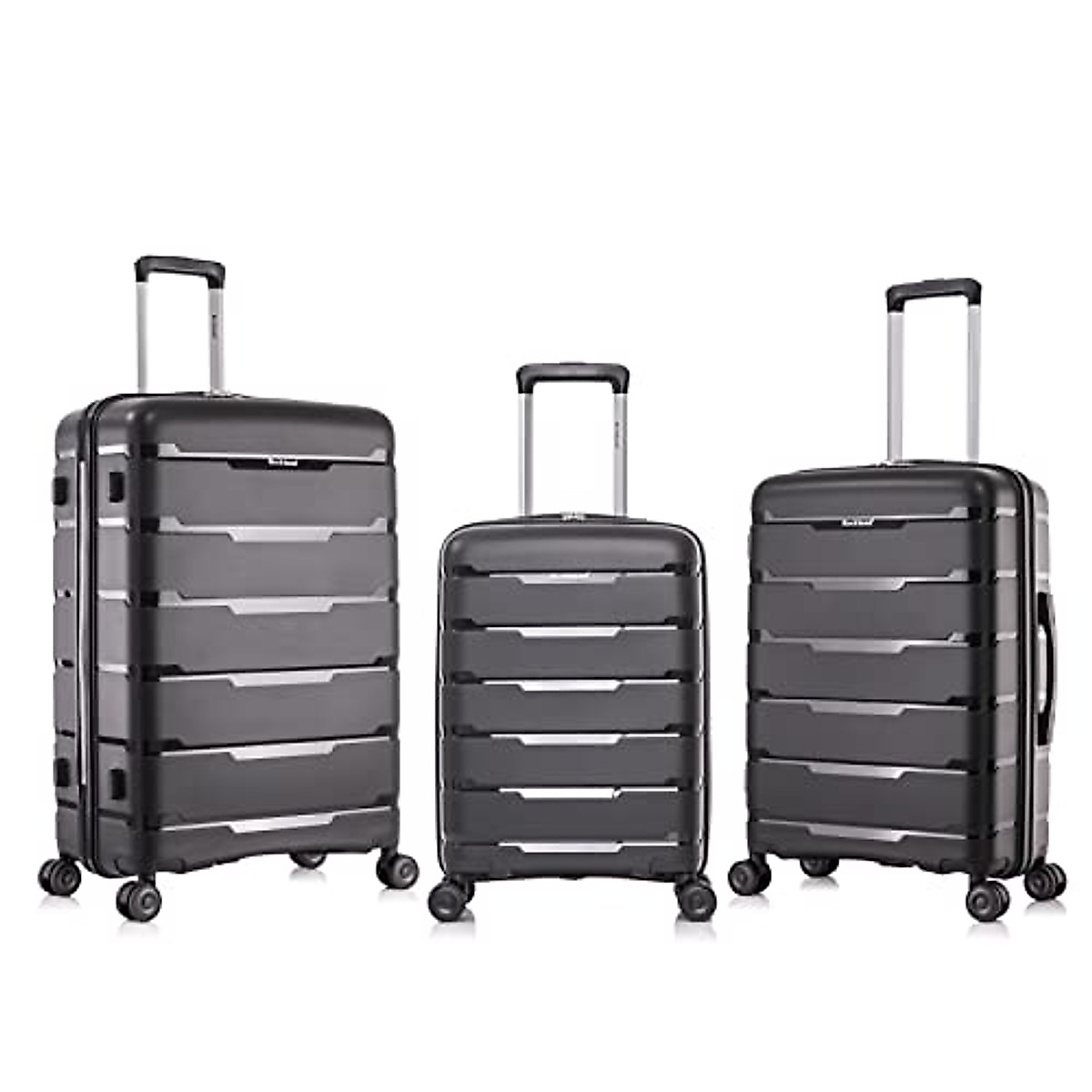 Rockland Pasadena Hardside Spinner Wheel Luggage, Black, 19", 23", 27"