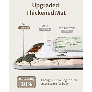 Blissful Diary Hexagon Playpen Mat,52x48 Thicken Soft Playpen Mat fits Regalo Portable Play Yard 48 Inch and Hiccapop 53" PlayPod Playpen,Washable Baby Play Mat for Infants Toddler Kids,Boho Design