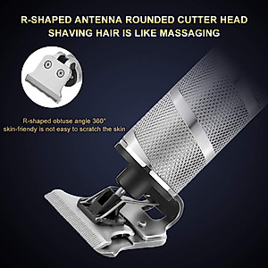 SURKER Electric Pro Li Clippers Barber Accessories Grooming Waterproof Rechargeable Cordless Close Cutting T-Blade Trimmer Hair Clippers for Men（Silver）