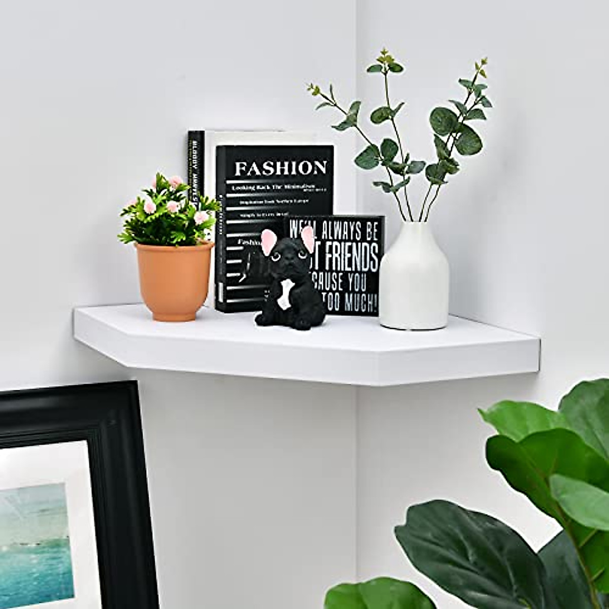 WELLAND Big Size Phoenix Corner Wall Mount Shelf for DVD Players/Cable Boxes/Games Consoles/TV Accessories, White