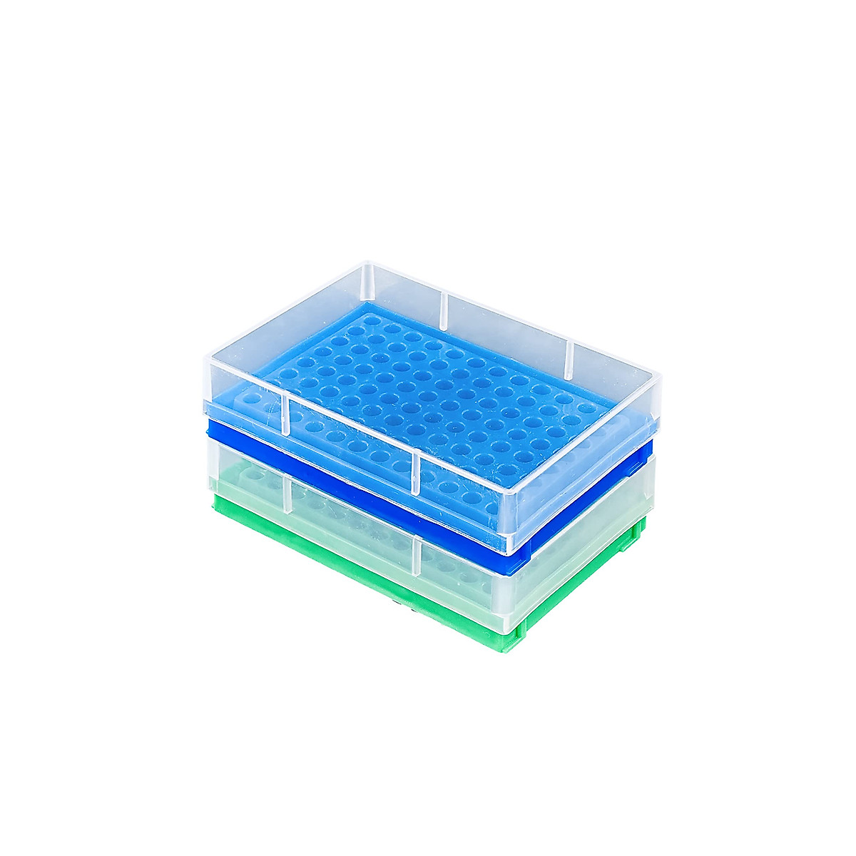 LUERFLEX 96 Wells PCR Tube Rack for 0.2ml 0.1ml Strips Tubes, The Lid is for Non-Skirted PCR Plate Pack of 2