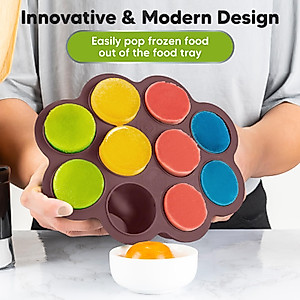 Silicone Baby Food Freezer Tray with Clip-on Lid - 2oz x 10 Pods Baby Food Silicone Freezer Molds, Breast Milk Freezer Tray, Dishwasher, Microwave, BPA-Free Baby Food Storage Tray (Mulberry)
