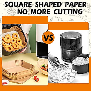 Air Fryer Disposable Paper Liner Square, 10 Inch Large Air Fryer Paper Liner 100PCS, Non-stick Parchment Paper Pads Oil Resistant, Waterproof, Food Grade Baking Paper for Roasting Microwave