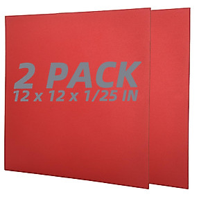 WOPPLXY 2 Pcs 5052 12 x 12 x 1/25 Inch Anodized Aluminum Sheet, Red Anodized Aluminum Metal Plates for Laser Engraving, Decorative Aluminum Sheet Plate for Crafting, House Decoration