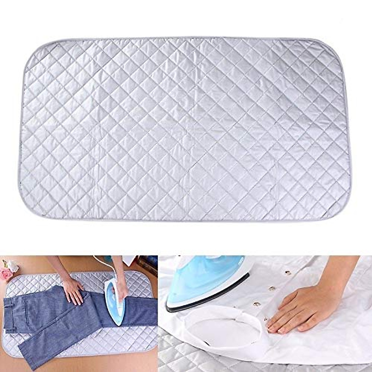 Ironing PadMat Iron Anywhere Portable Travel Ironing Blanket100%Cotton Quilted Protect Surfaces Weighted Corners Cover for Washer Dryer Table Top Countertop Small Ironing Board 18" x 31