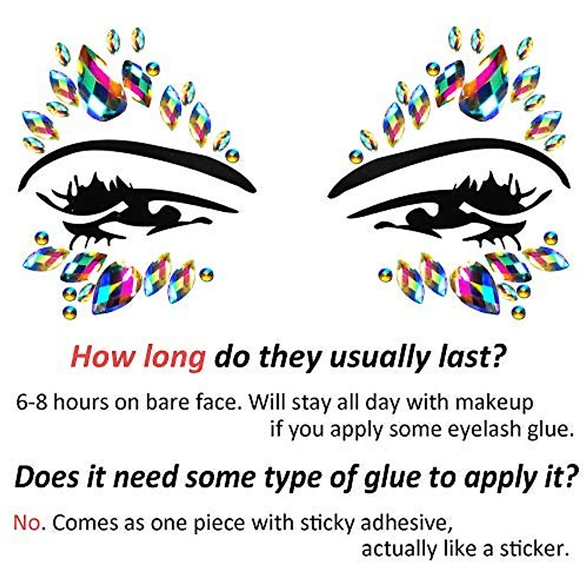 Festival Clothing Rave Accessories Face Jewels Gems Stickers Carnival Mermaid Costume Glitter