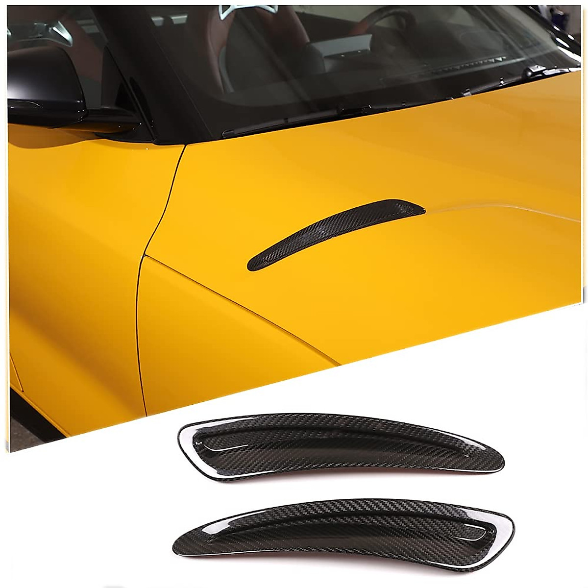 Real Carbon Fiber Hood Air Vent Trim Cover Fit for Toyota Supra GR A90 A91 MK5 2019-2024, Hood Air Outlet Vent Molding Sticker Trim, 2PCS (Carbon Fiber)