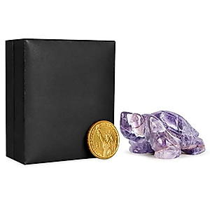 LEADGEM Crystal Turtle Figurines 2" Natural Healing Amethyst Tortoise Statue Paperweight Hand Carved Tiny Animal Gemstone Sculpture Decor for Home, Office