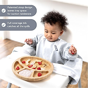 BIBaDO - Short Sleeve Baby Bibs - Babies & Toddlers 6-36 Months - Coverall Baby Led Weaning Bib - Easy Wipe, Soft, Waterproof