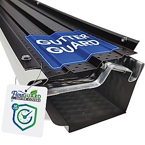 FlowGuard High Clearance Premium 50-Year Gutter Cover System - Thermal Thaw Black 5 Inch Aluminum Gutter Guards, 102 Feet - by FlexxPoint