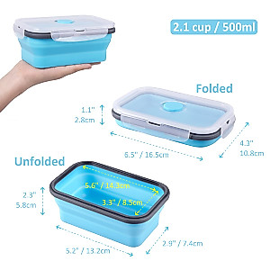 Annaklin Collapsible Food Storage Containers with Lid, Bundle of 3 Sizes, 12 Pack, Kitchen Stacking Silicone Collapsible Meal Prep Container Set for Leftover, Microwave Freezer Dishwasher Safe, Blue