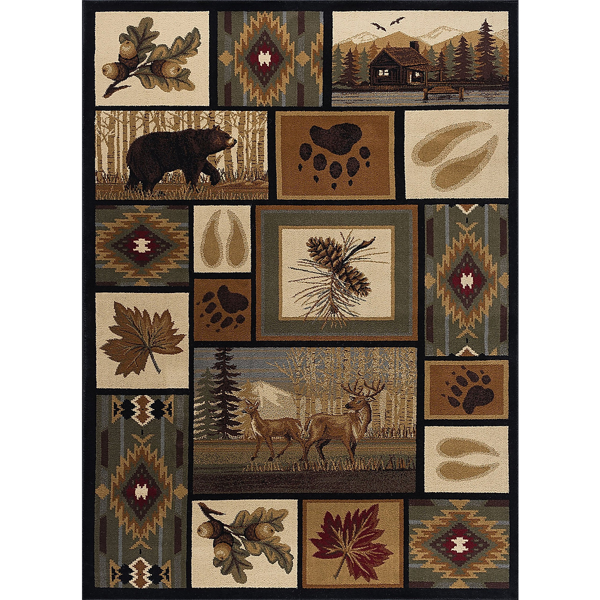 Tayse Northern Wildlife Multi-Large Color Area Rug for Living Room & Bedroom & DiningRoom - Cabin, Lodge and Farmhouse Style Rustic Indoor Carpet, 8'9'' x 12'3'', NTR6660 9x12