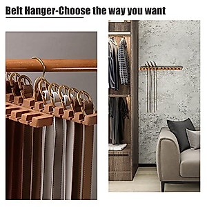 Hlimior Belt Hanger for Closet,2 in 1 Wooden Wall Mount 14 Belts Organizer Through-The-Wall Nails,Belt Rack 360°Swivel Hook,Tie and Belt Organizer Display for Closet,Door,Wall,1 Pack