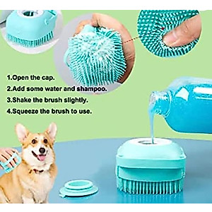 Bath brush for dogs or cats, with a shampoo dispenser tank, made of silicone, with soft bristles that provide a pleasant massage with deep cleaning for your pet