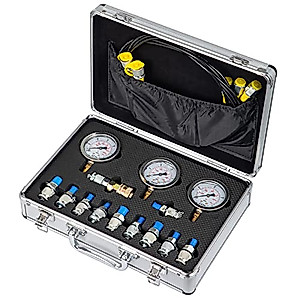 VEVOR Hydraulic Pressure Test Kit, 25/40/60Mpa/11Couplings, Excavator Parts Hydraulic Tester Coupling Hydraulic Pressure Gauge Kit for Excavator Construction Machinery