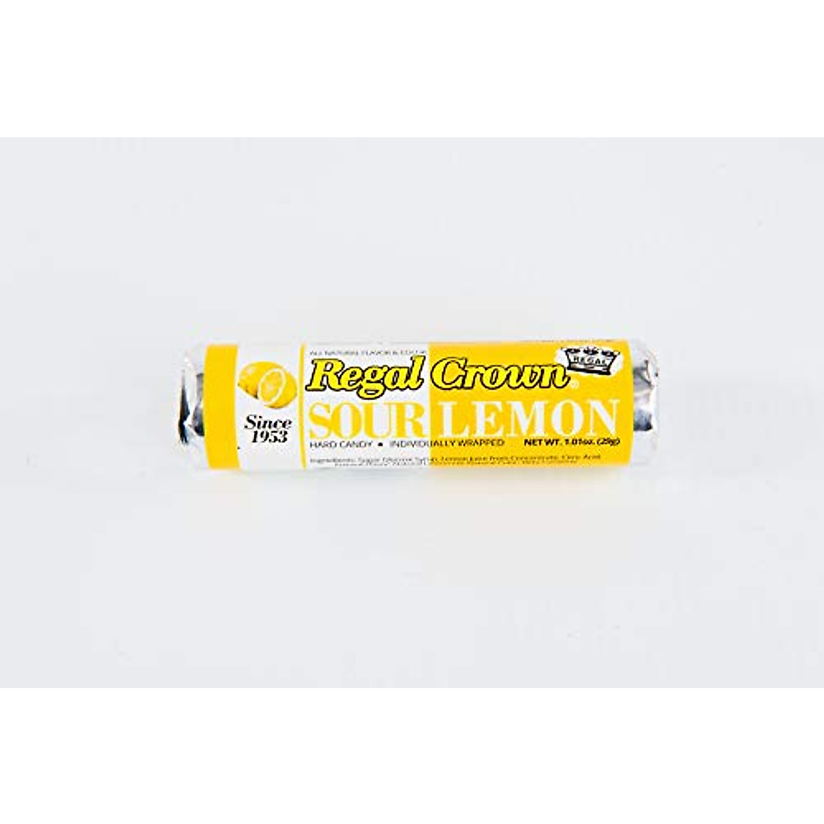 Regal Crown Sour Lemon Hard Candy Rolls | Old Fashioned Sour Lemon Candy | Traditional Lemon Candy Brought To You By Iconic Candy | 24 Count
