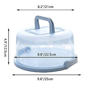 Plastic Small Cake Carrier Holder with Collapsible Handle Cover Round Cupcake Container Suitable for 6 inch Diameter Cake or less(Blue)