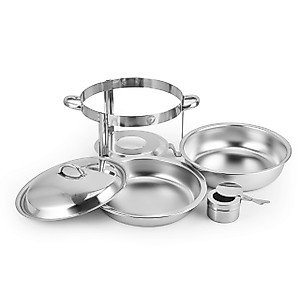CHEFQ [Set Of 2] Round Chafing dish buffet set Stainless Steel 4 Quart Capacity