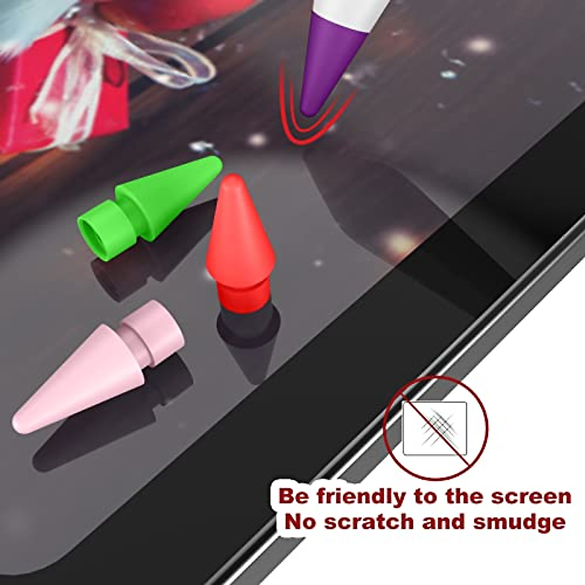 Alikiai 6 Pack Tips for Apple Pencil,Stylus Tips,Pencil Tips for iPad,Replacement Pen Nibs,Replacement Color iPencil Nibs(Red/Yellow/Purple/Pink/Green/White)