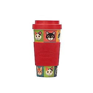 Vacucraft Bamboo Fiber Coffee & Tea Cup Animal Collection CAT (Red)