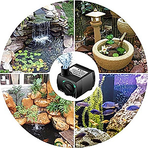 JUFENG Submersible Water Pump For Pond, Aquarium, Fish Tank Fountain Water Pump Hydroponics with 4.9ft (1.5m) Power Cord US Plug