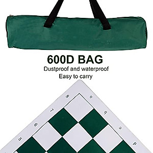 Juegoal 20" Portable Chess & Checkers Set, 2 in 1 Travel Board Games for Kids and Adults, Folding Roll up Chess Game Sets, Extra 26 Checker Pieces, Tournament Thick Mousepad Mat with Storage Bag