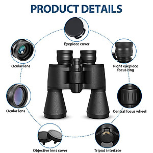 Binoculars 20x50 for Adults,Waterproof/Professional Binoculars Durable & Clear BAK4 Prism FMC Lens,Suitable for Concert and Outdoor Sports,Bird Watching