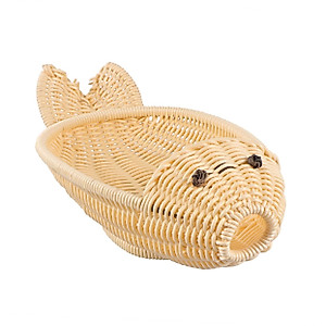 ibasenice Simulate Rattan Storage Basket To Weave Vegetable Basket Fish-shaped Rattan Basket Fruit Basket Bread Container Wedding Gift Hamper Simulated Rattan Bakset Bamboo Snack