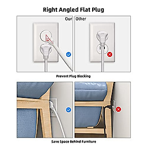 KRR Power Strip Independent Switches, Extension Cord 6 feet, 6 Outlets, 300J Surge Protector
