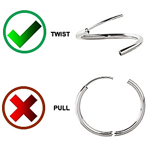 Galaxy Gold GG 14k Solid White Gold Endless Loop Hoop Timeless Earrings 2 mm Gauge/Thickness Available in Multiple Diameters - Segment Septum Lip Nose Round Hoop Tragus Helix Cartilage (0.55 Inch)