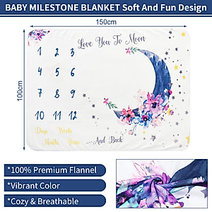 LXWIEKCO Baby Monthly Milestone Blanket for Baby Girl/Boy 60" x 40" Photo Props Blanket, Thickened Nursery Decor Baby Shower