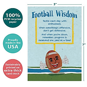 Tree-Free Greetings - Humorous Birthday Cards - Artful Designs - 1 Card + Matching Envelopes - Made in USA - 100% Recycled Paper - 5"x7" - Football Wisdom (GO61536)