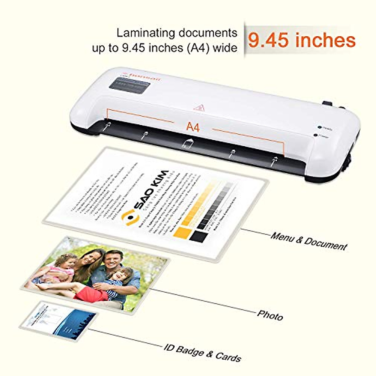 Thermal Laminator, Bonsaii A4 Laminating Machine for Home/Office/School, 9 Inch Personal Desktop Hot and Cold Portable Lamination Machine (L409-A)