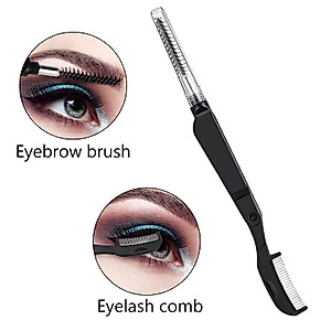Boao 4 Pcs Eyelash Combs Eyebrow Combs Foldable Eyelash Separator Tool Stainless Steel Teeth Brow Brushes Mascara Brushes Eyebrow Spoolie Grooming Makeup Tool, Black