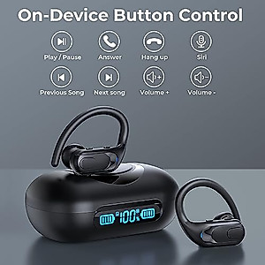 Wireless Earbuds Bluetooth 5.3 Headphones 130Hrs Playtime Wireless Charging Sports Earphones with LED Power Display IPX7 Waterproof Over-Ear Buds with Earhooks Stereo Bass Headset for Workout Running