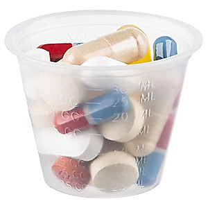 [100 Count - 1 oz.] Plastic Disposable Medicine Measuring Cup for Liquid Medicine, Epoxy, & Pills