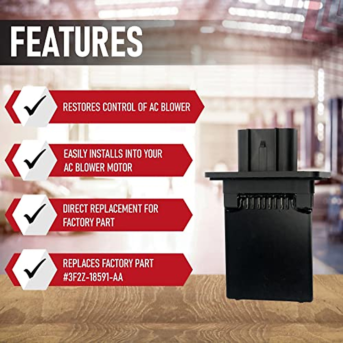 HVAC Blower Motor Resistor - Compatible with Ford, Lincoln, Mercury Vehicles - Expedition, Escape, F150, F250, F350 Super Duty, Mustang, Mark LT, Mariner Replaces 3F2Z-18591-AA, YH-1715