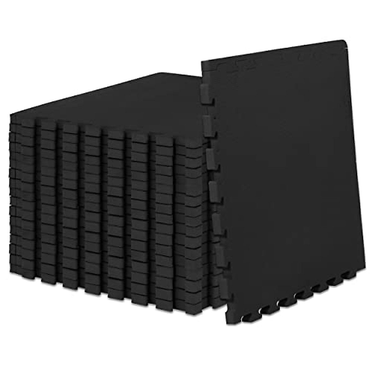 ProsourceFit Extra Thick Puzzle Exercise Mat 1", EVA Foam Interlocking Tiles for Protective, Cushioned Workout Flooring for Home and Gym Equipment, Black 3-Pack (18 tiles)