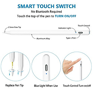 Stylus Pen for iPad 2023-2018, Active Pencil for Apple iPad 10th/9th Gen with 4X Fast Charging & Palm Rejection, iPad Pen for iPad 8/7/6th, iPad Air 5/4/3rd, iPad Pro 11/12.9inch & iPad Mini 5/6th
