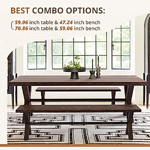 LUE BONA 71" Dining Table for 6-8 Solid Wood Farmhouse Kitchen Table with Natural Wood Grain for Home and Kitchen, Heavy Duty Rectangular Kitchen & Dining Table for Home and Dining Room Dark Brown
