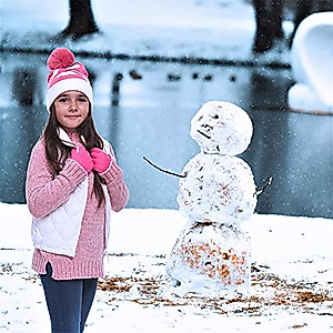 Polar Wear Girls Hat & Glove Sets-Kids Cold Weather Winter Accessories-Childrens pom pom Hat sets-Big Girls 2 Pc Beanie Sets