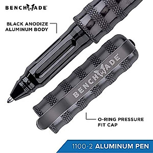 Benchmade - 1100-2 Series Tactical Pen, Aluminum, Charcoal, Black Ink, Plain Tip Precision Writing Tool