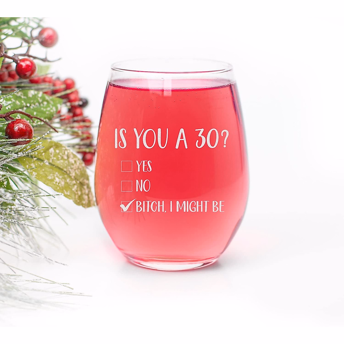 30th Birthday Wine Glass Gift For Women Is You 30? Yes No Engraved Stemless Wine Glass, Unique Birthday Gifts, Creative Gifts, Funny Birthday Gifts